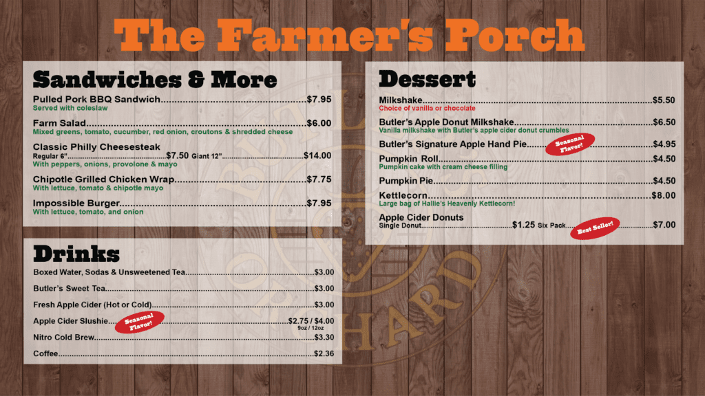 The Farmer's Porch Kitchen - Butler's Orchard